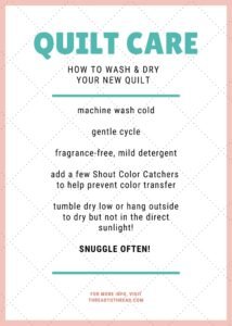 Quilt Care Printable - Thread to Thread Quilting